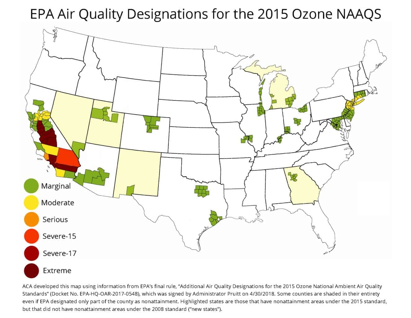 EPA Releases List of 51 Parts of Country that Fall Short of Ozone ...