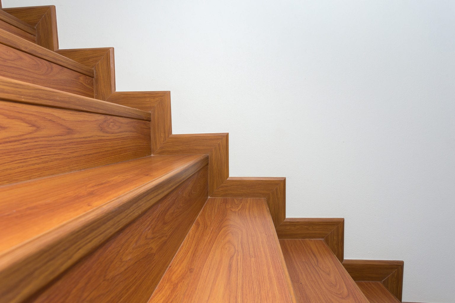Wooden Staircase Made From Laminate Wood In White Modern House ...